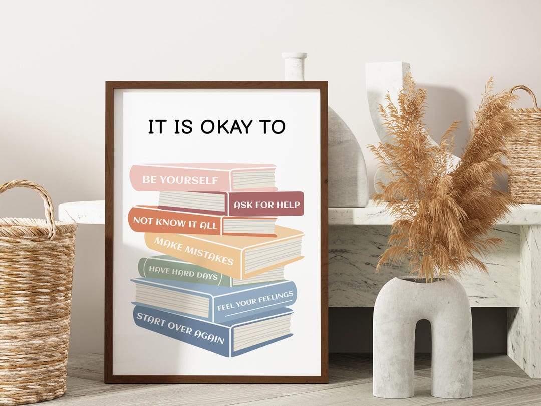 It's Okay to Not Be Okay Poster, Wooden Kids Art, Classroom Posters ...
