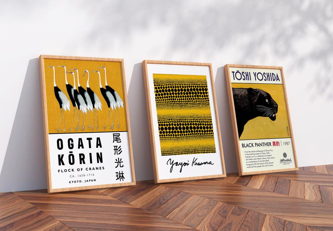 Japanese Art Set of 3, Ogata Korin, Yayoi Kusama & Toshi Yoshida ...