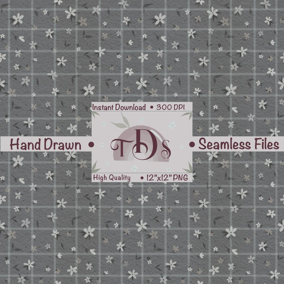 Gray Ditsy Floral Seamless Pattern – Neutral Repeatable PNG File ...