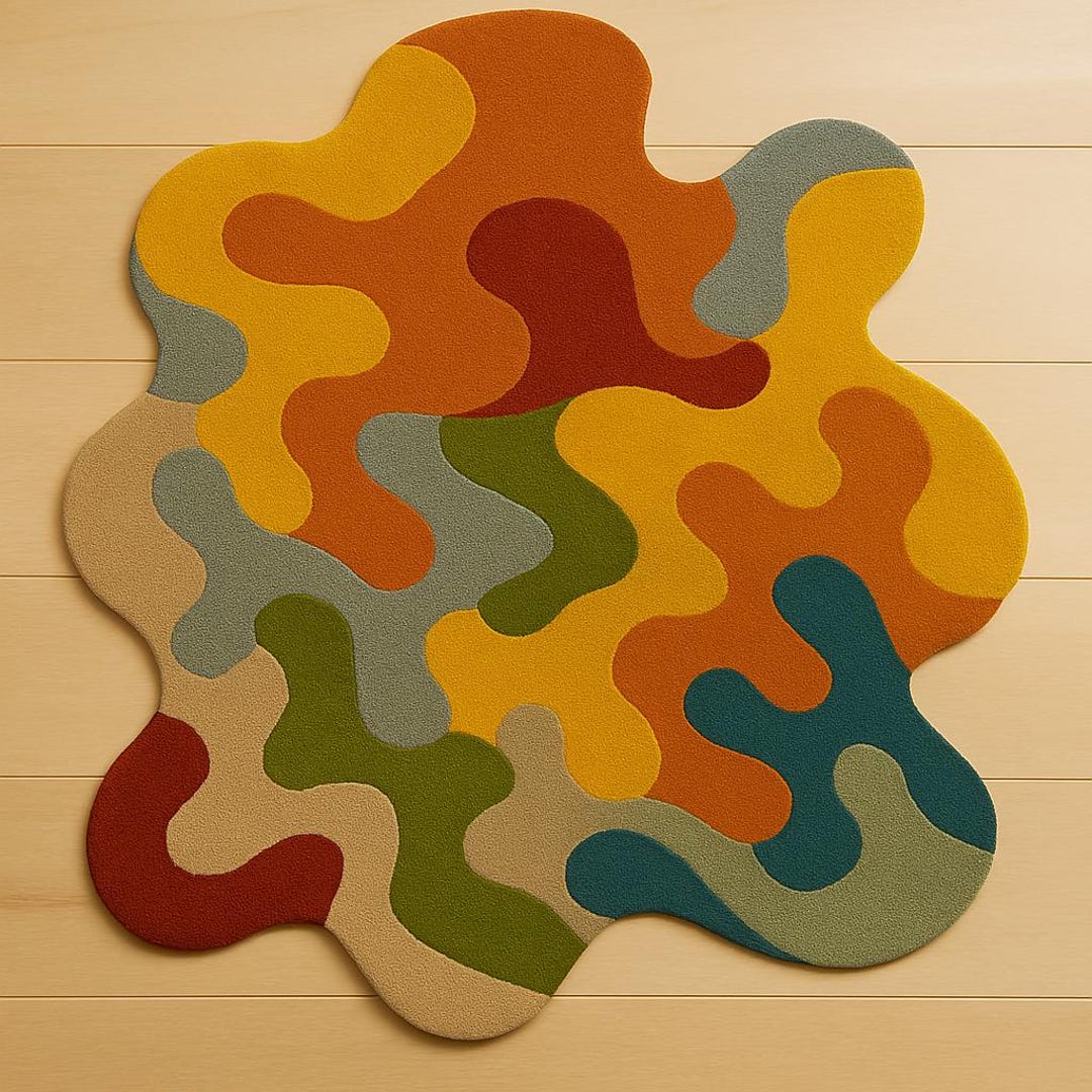 Amoeba Shaped Hand-tufted Multi-colour Modern Rugs With Wavy Pattern ...