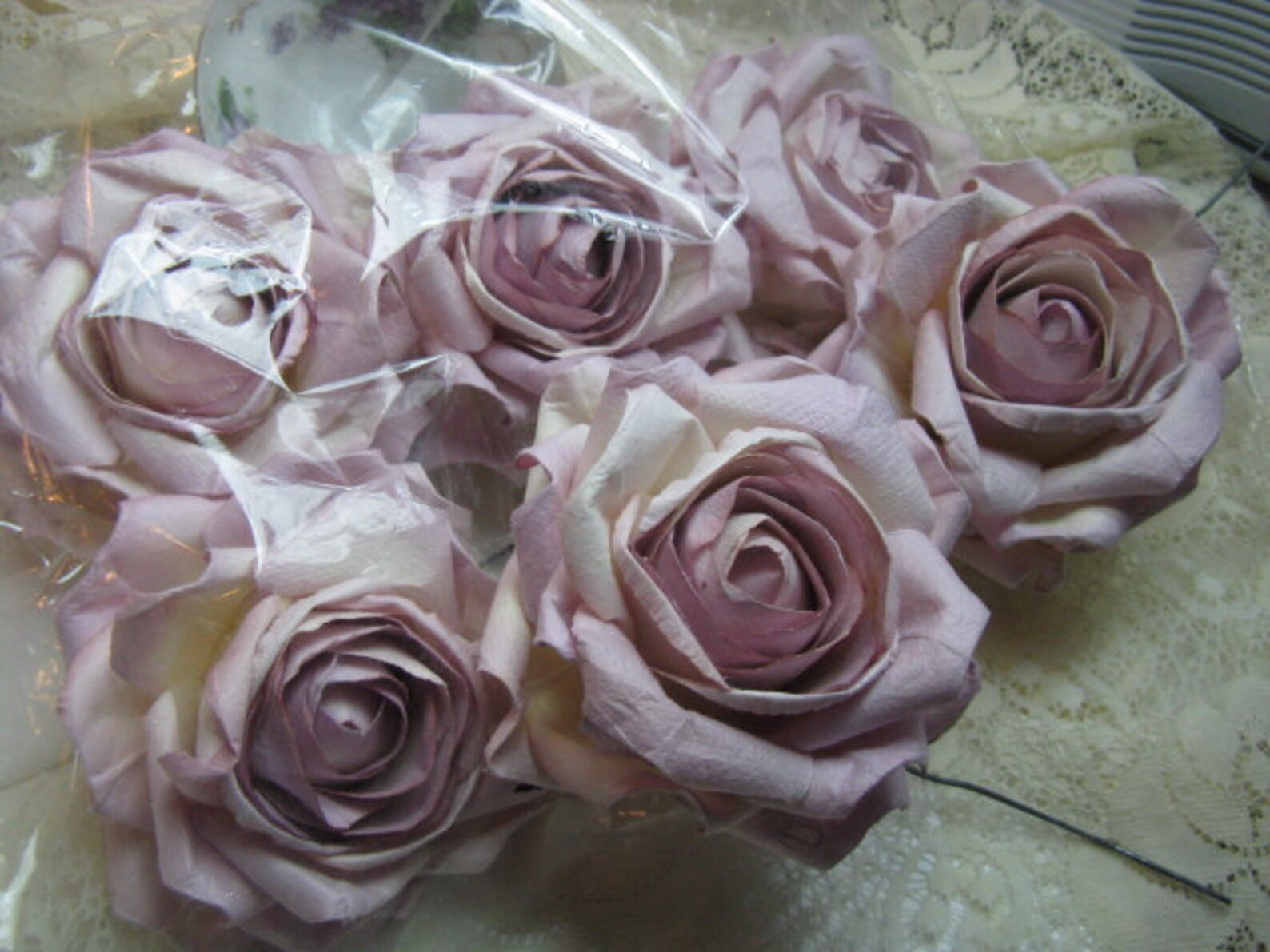 6 Large Lavender Mauve Parchment Paper Roses Wedding Floral - Etsy