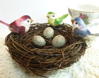 4 Inch Bird Nest With Bird and Eggs | Etsy