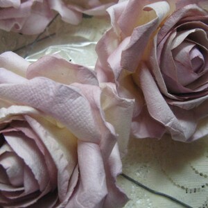 6 Large Lavender Mauve Parchment Paper Roses Wedding Floral Decorations ...