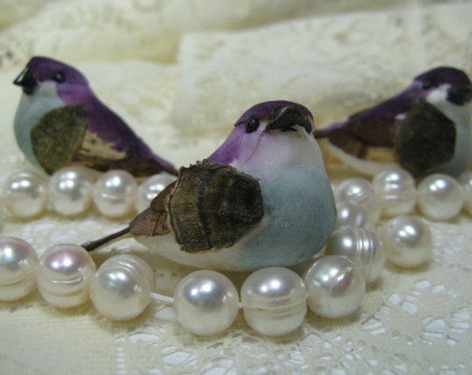 3 Purple Mushroom Bark Birds Embellishment/floral Decorations - Etsy