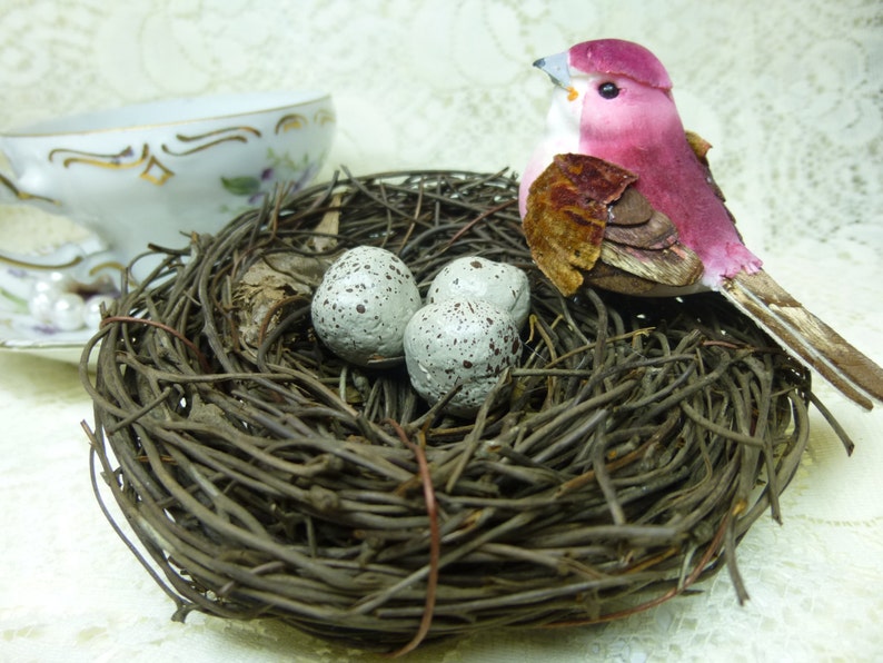 4 Inch Bird Nest With Bird and Eggs - Etsy