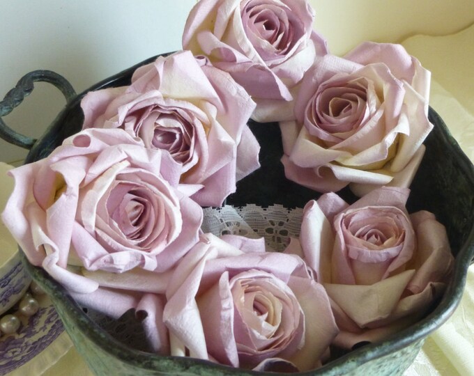 Paper Roses Parchment Paper Roses 6 Large Lavender Parchment - Etsy