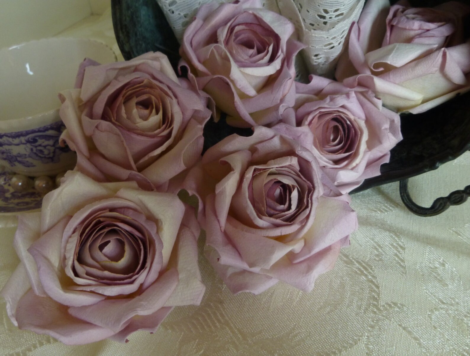 Paper Roses Parchment Paper Roses 6 Large Lavender Parchment - Etsy