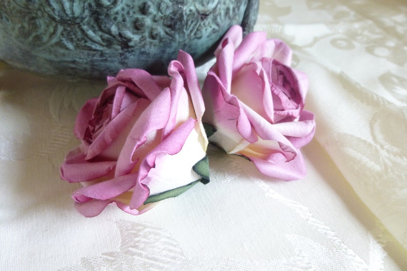 6 Large Light Rose Parchment Paper Roses Wedding Floral | Etsy