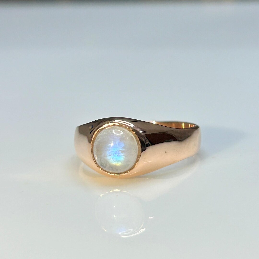 Moonstone Signet Ring | Rainbow Moonstone Ring | Handmade Gemstone Ring ...