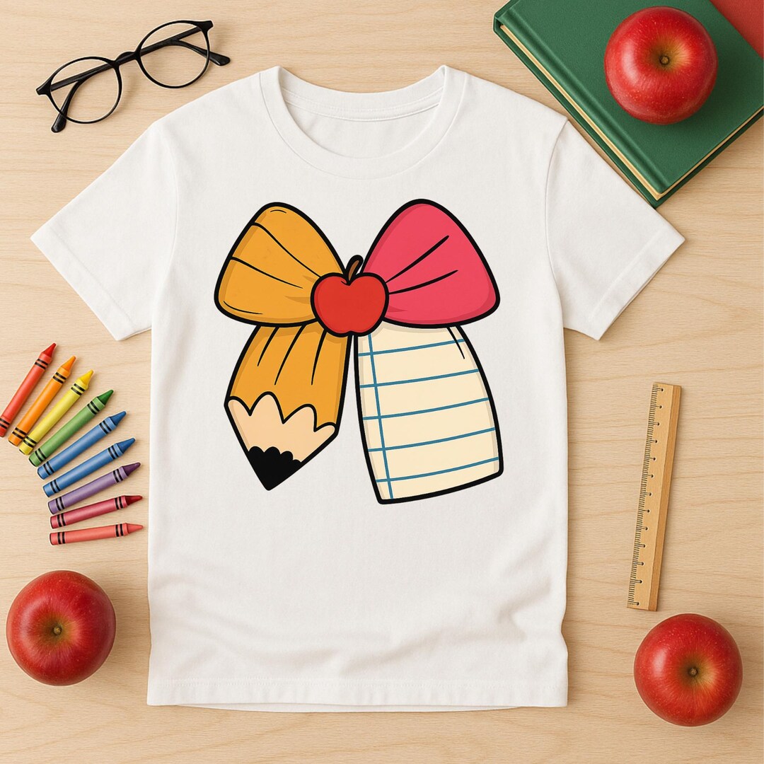 Teacher Pencil Paper Bow PNG – Cute Back to School Sublimation ...