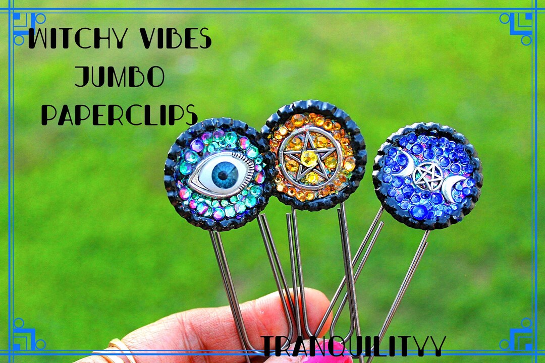 Witchy Pentagram Paperclip/ready to Ship/bottle Cap Moon Paper Clips ...