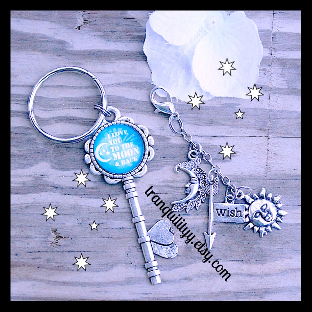Moon Key Ring ,key Chain ,I Love You to the Moon and Back ,bohemian Key ...