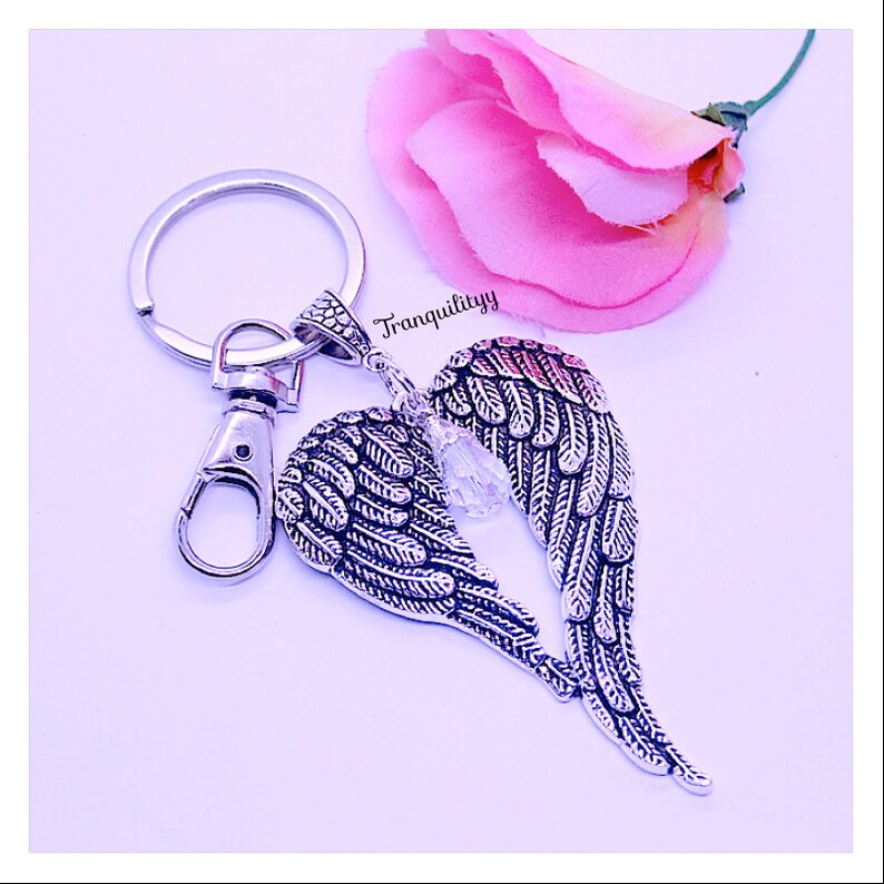 Angel Wings Keyring Crystal Guardian Wings Key Chain Large | Etsy