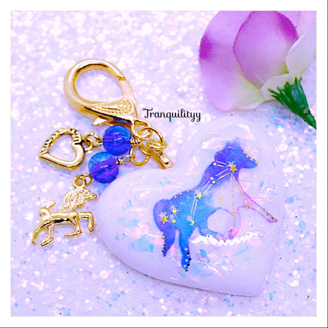 Iridescent Unicorn Heart Charm: Glitter Resin Zipper Pull - Etsy