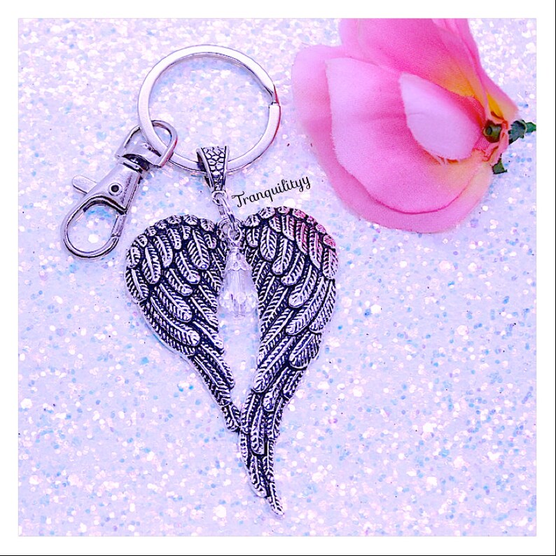 Angel Wings Keyring Crystal Guardian Wings Key Chain Large | Etsy