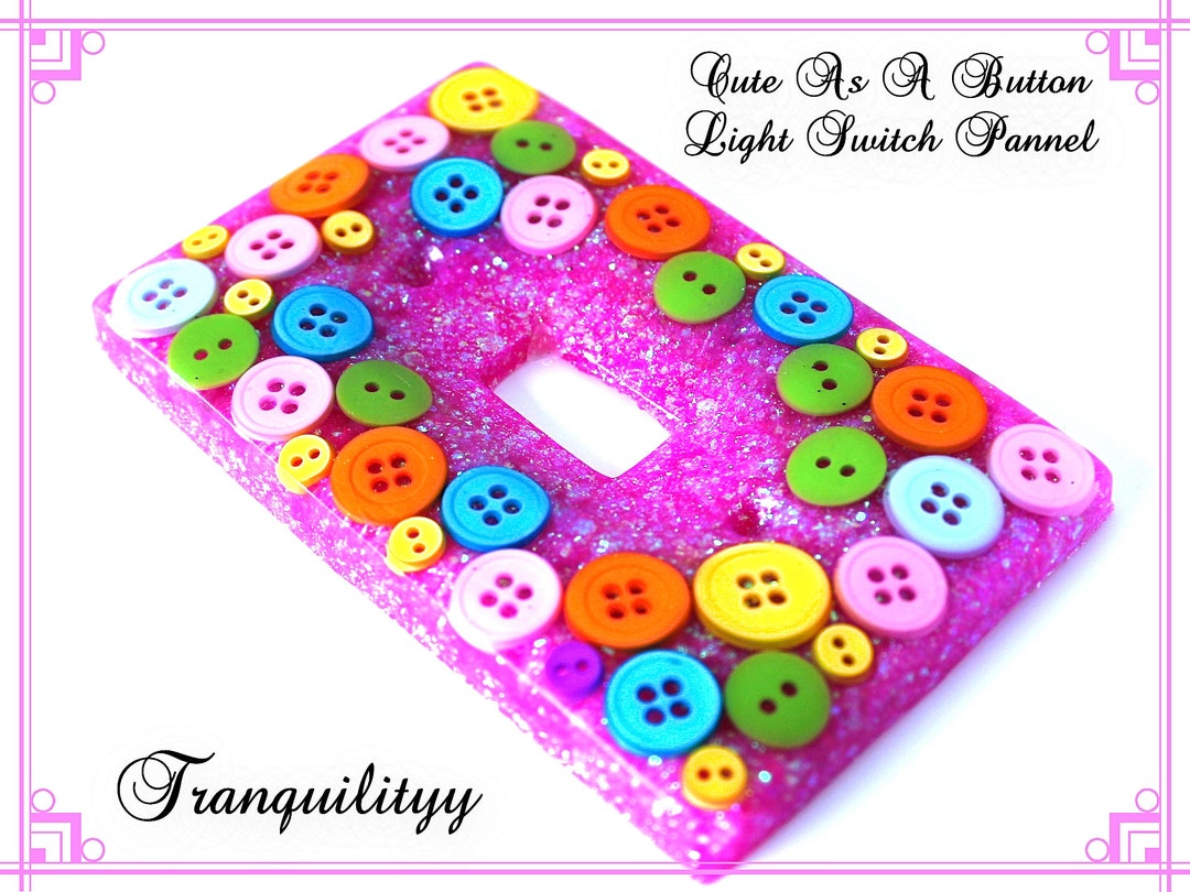 Light Switch Cover, Cute as a Button Shocking Pink Glitter Fun Light ...