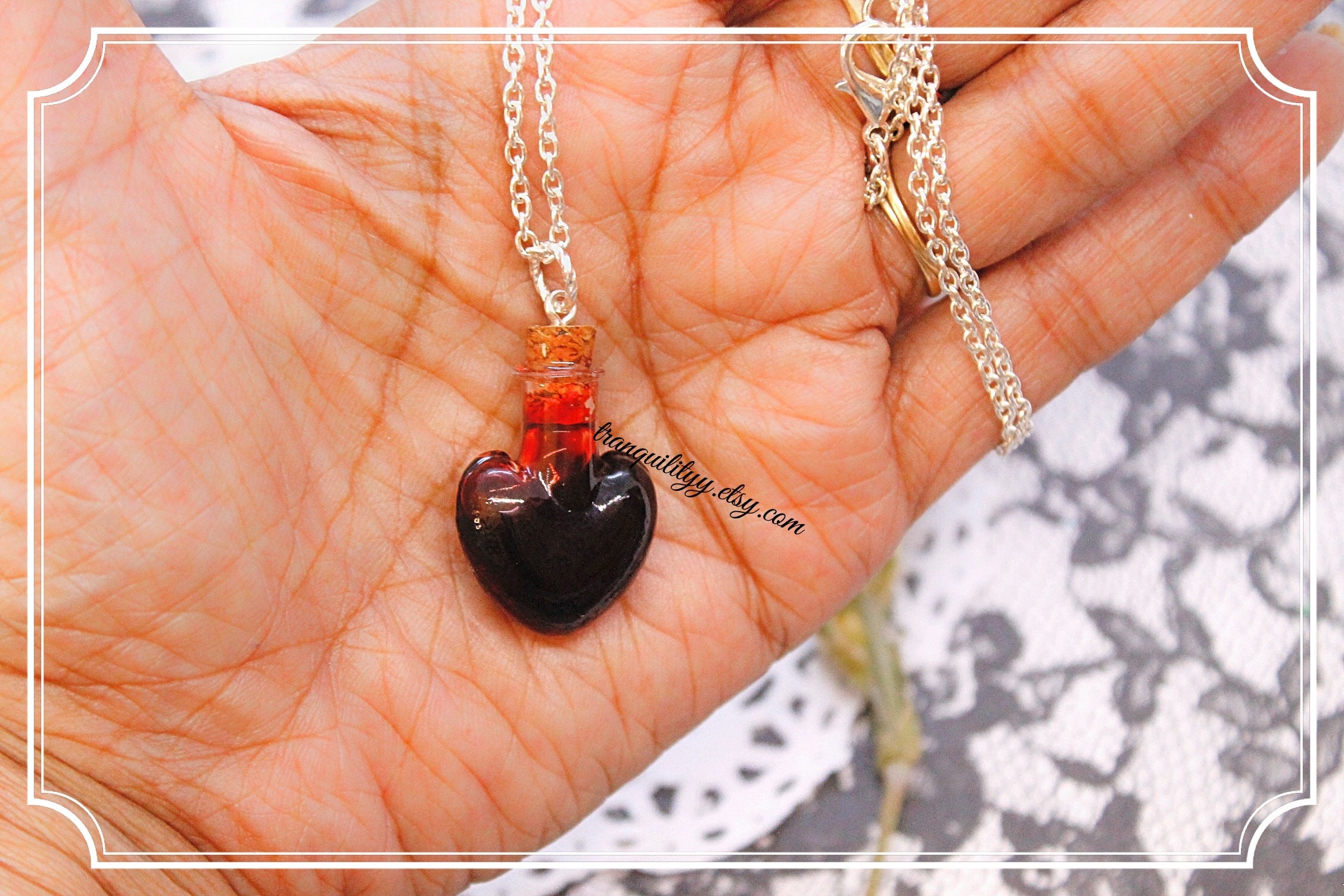Heart blood vial necklace store