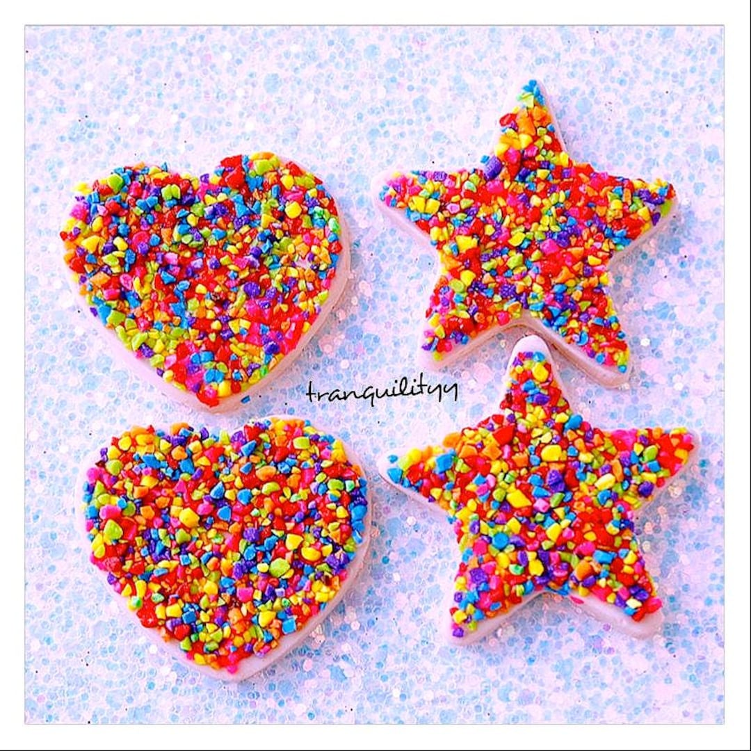 Sprinkle Cookies/ Diy Projects/star Heart Cookies/decoden Clay Cookies ...