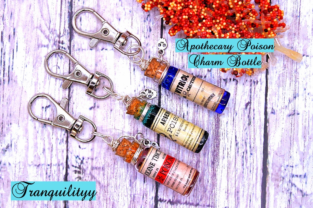 Embalming Fluid Key Ring/green/ Red and Blue Vintage Bottle/apothecary ...