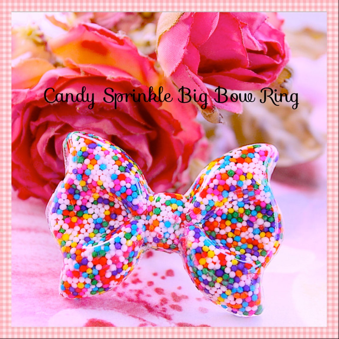 Sprinkle Bow Ring Delish Real Sprinkles Adjustable Jumbo Bow | Etsy