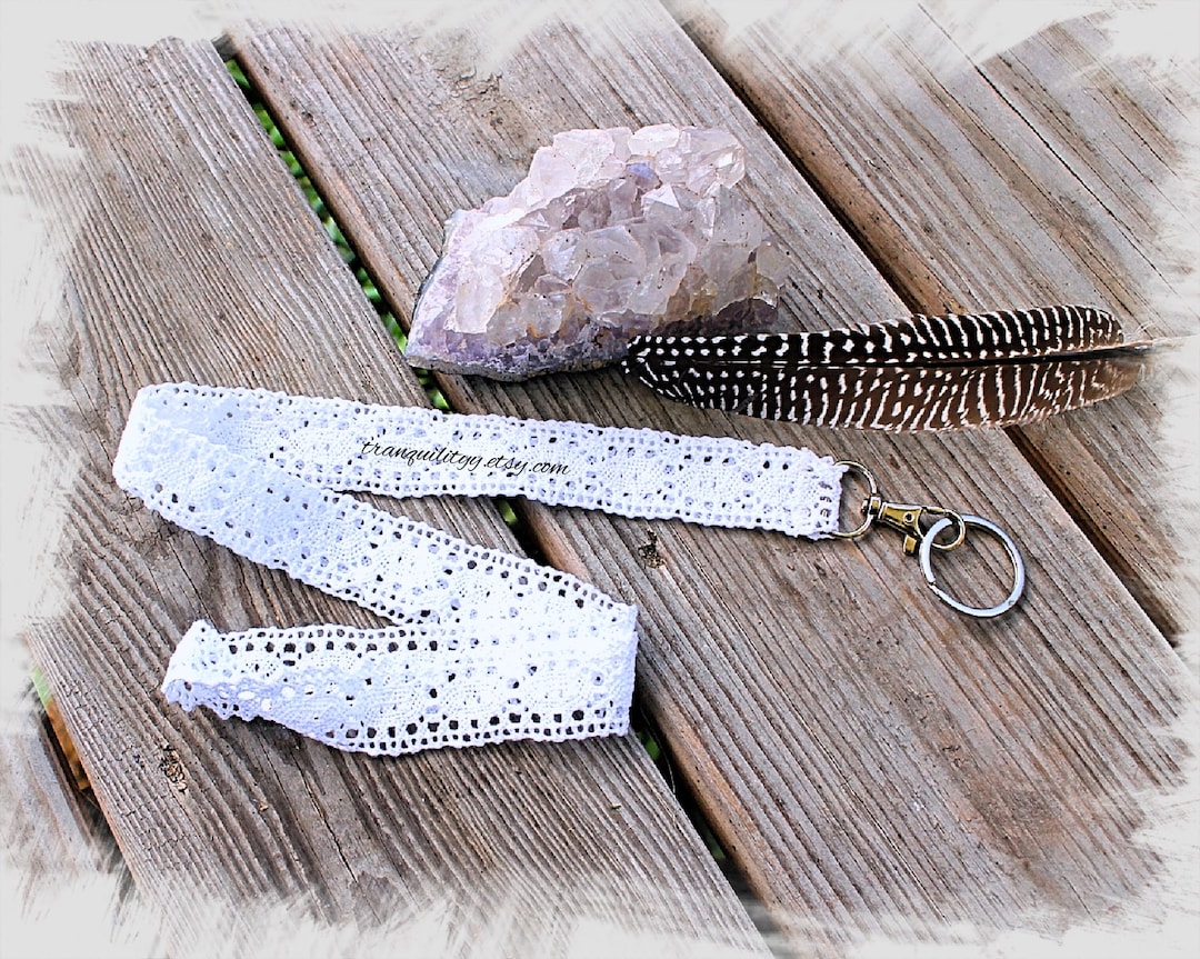 Buy Lace Lanyard ,white, Beige N Coral Lanyard , Id Sleeve ,bohemian ...