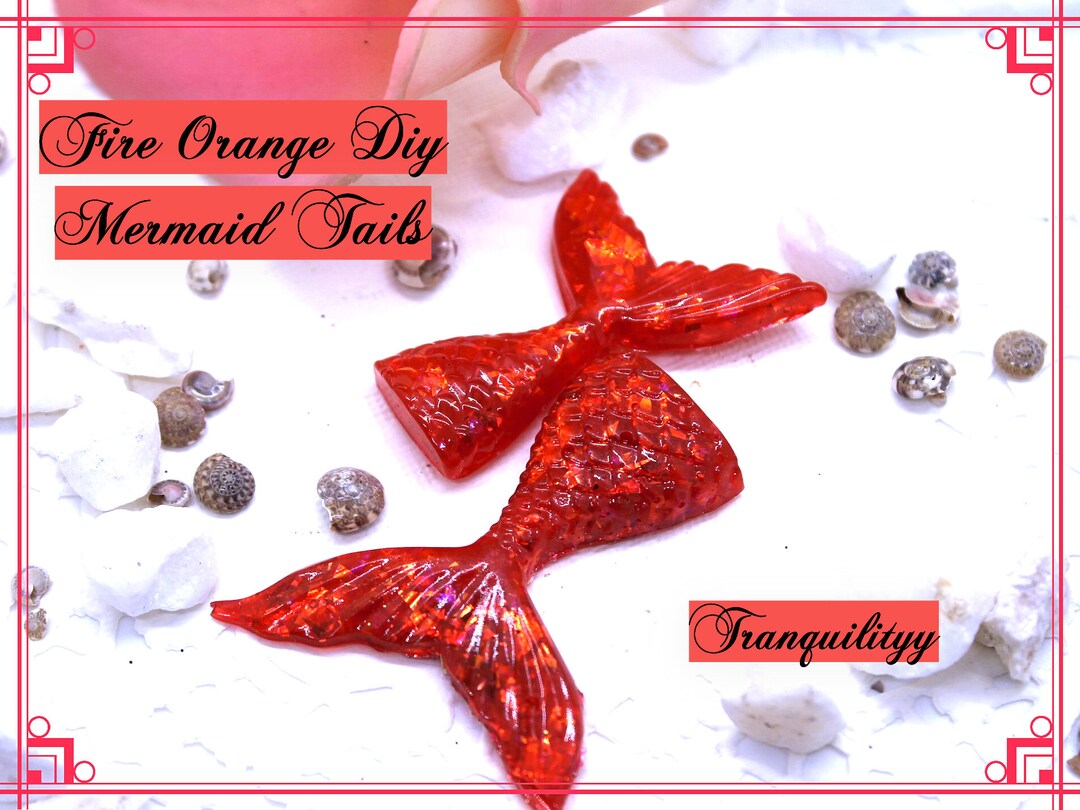 Fire Orange Glitter Mermaid Tail Cabochons: Resin Craft Supplies - Etsy