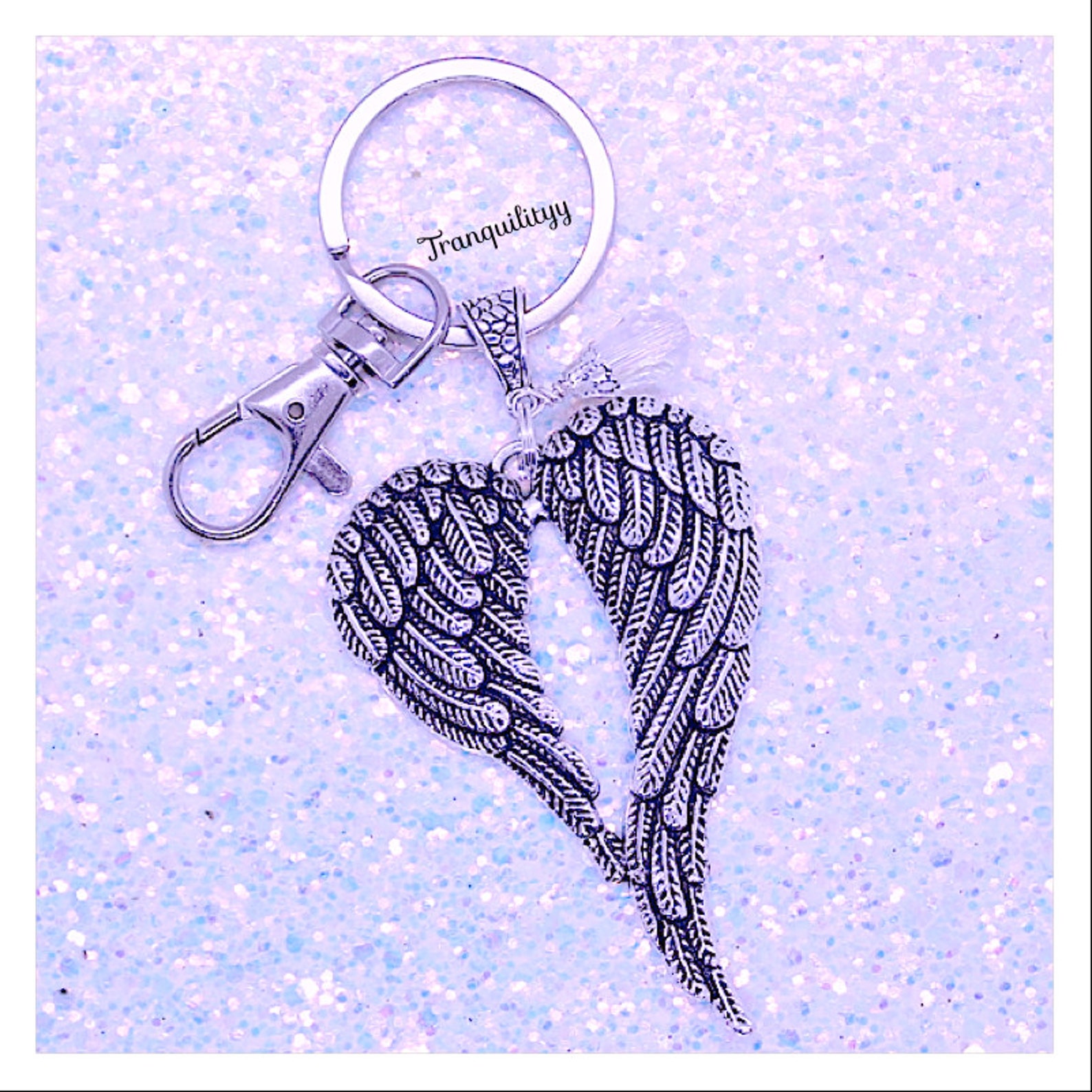 Angel Wings Keyring Crystal Guardian Wings Key Chain Large | Etsy