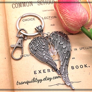 Angel Wings Keyring , Crystal Guardian Wings Key Chain , Large Feather ...