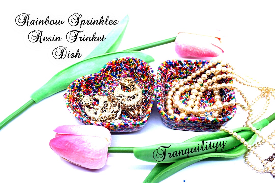 Rainbow Sprinkle Resin Trinket Dish: Candy Bowl, Paper Clip Tray - Etsy