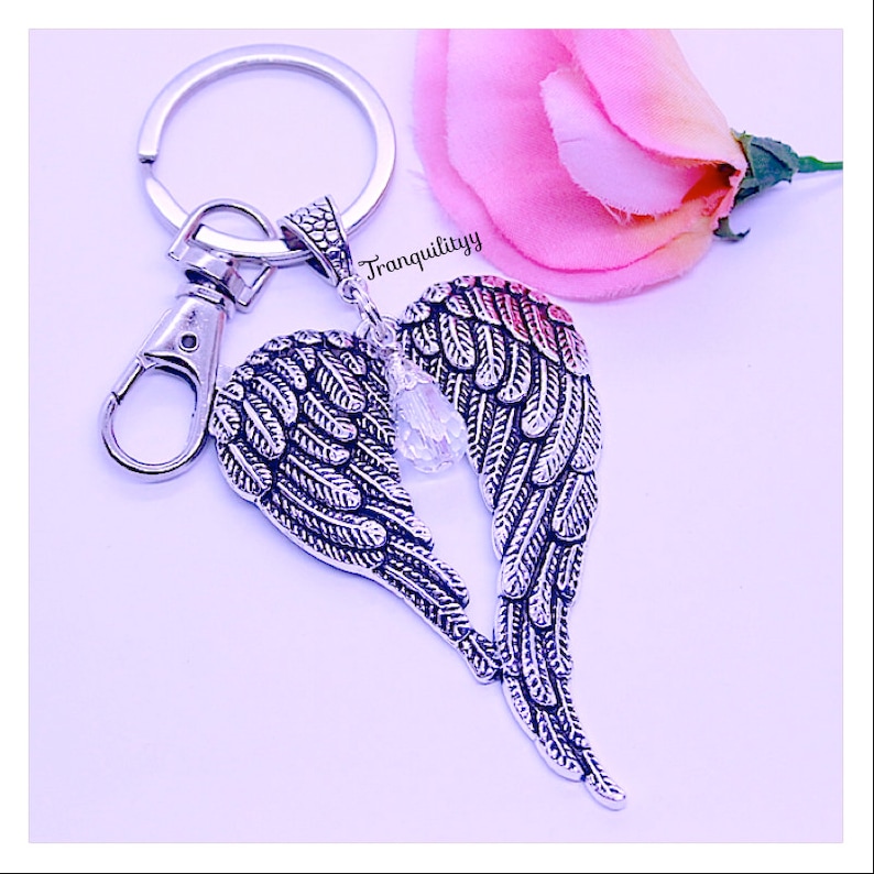 Angel Wings Keyring Crystal Guardian Wings Key Chain Large | Etsy