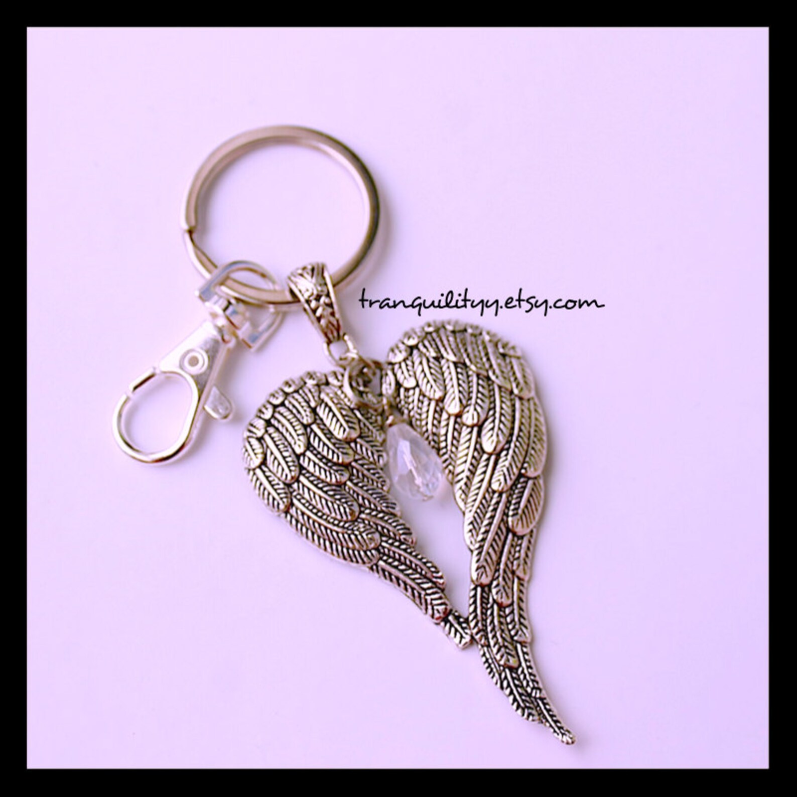Angel Wings Keyring Crystal Guardian Wings Key Chain Large | Etsy