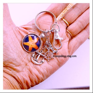 Beach Key Ring , Starfish Beach Ocean Key Ring , By: Tranquilityy - Etsy