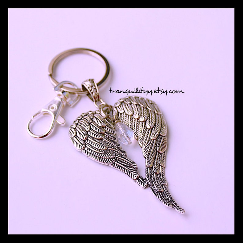 Angel Wings Keyring Crystal Guardian Wings Key Chain Large | Etsy