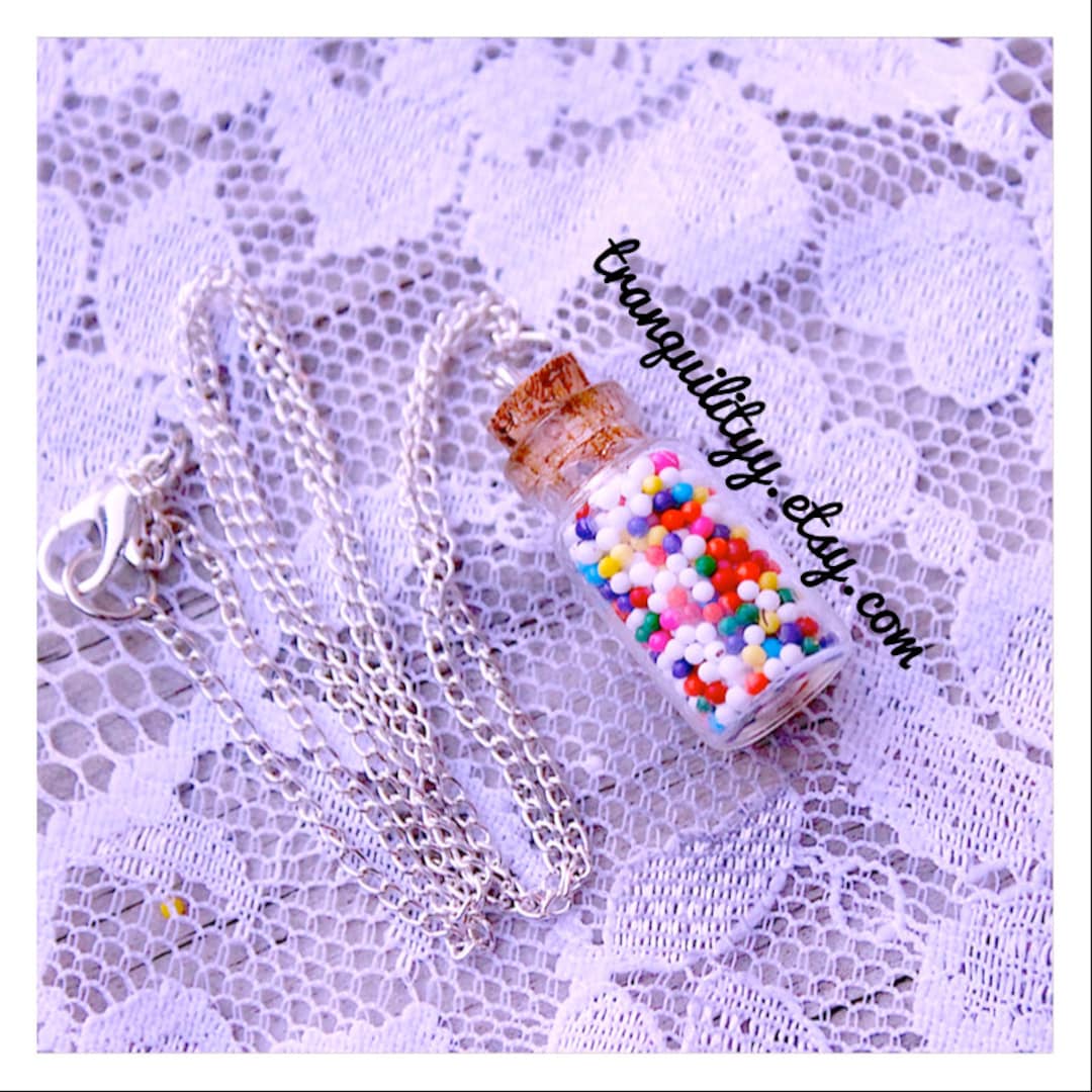Candy Sprinkle Bottle Necklace , Super Sweet Sprinkle Glass Vial ...