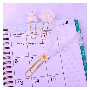 Planner Paper Clips , Book Accessories , Calender Clips, 3 Ribbon ...