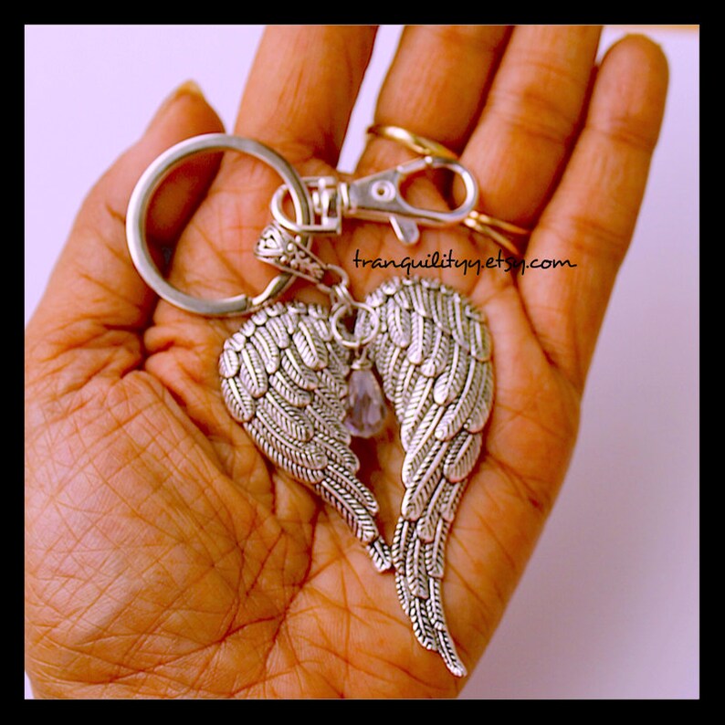 Angel Wings Keyring Crystal Guardian Wings Key Chain Large | Etsy