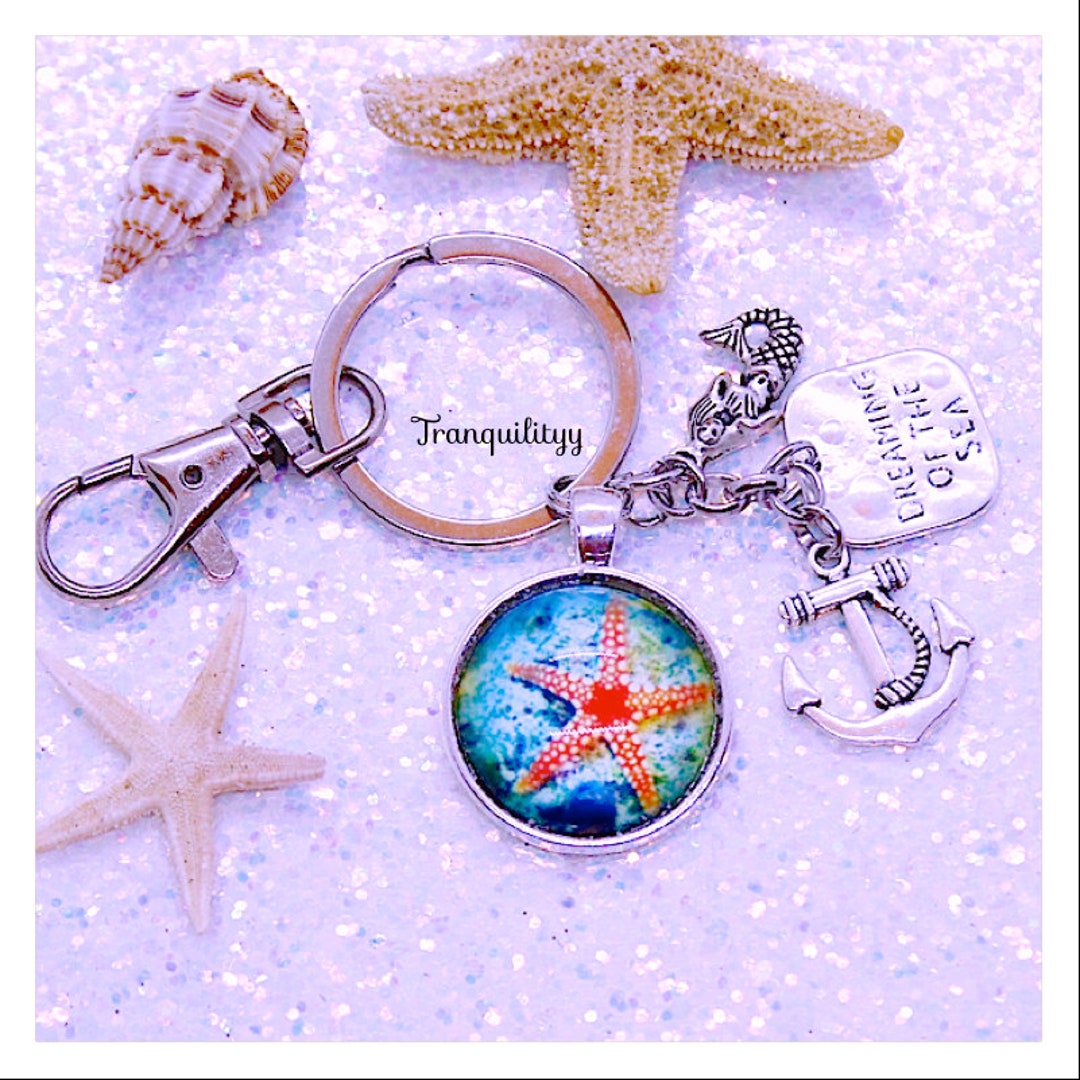 Starfish Keyring, Underground Beach Starfish Bezel Keyring ,key Ring ...