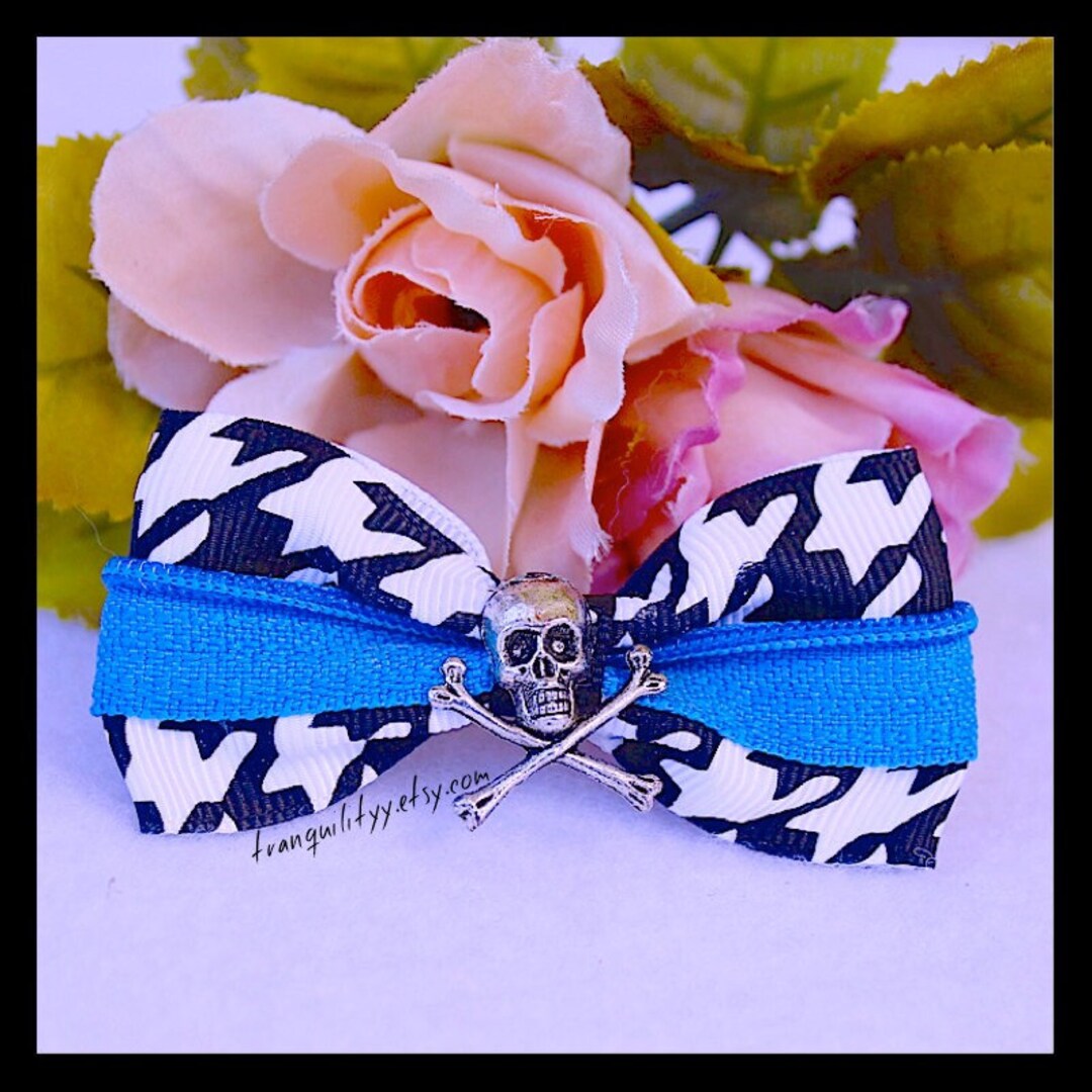 Skull Hair Bow, Gothic Hair Bow, Alternative Hair Clip , Zipper Killer ...