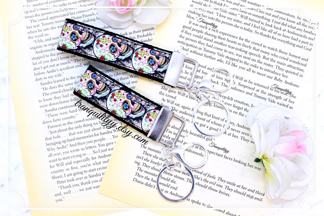 Sugar Skull Key Fob , Sugar Skull Key Ring ,day of the Dead Key Ring ...