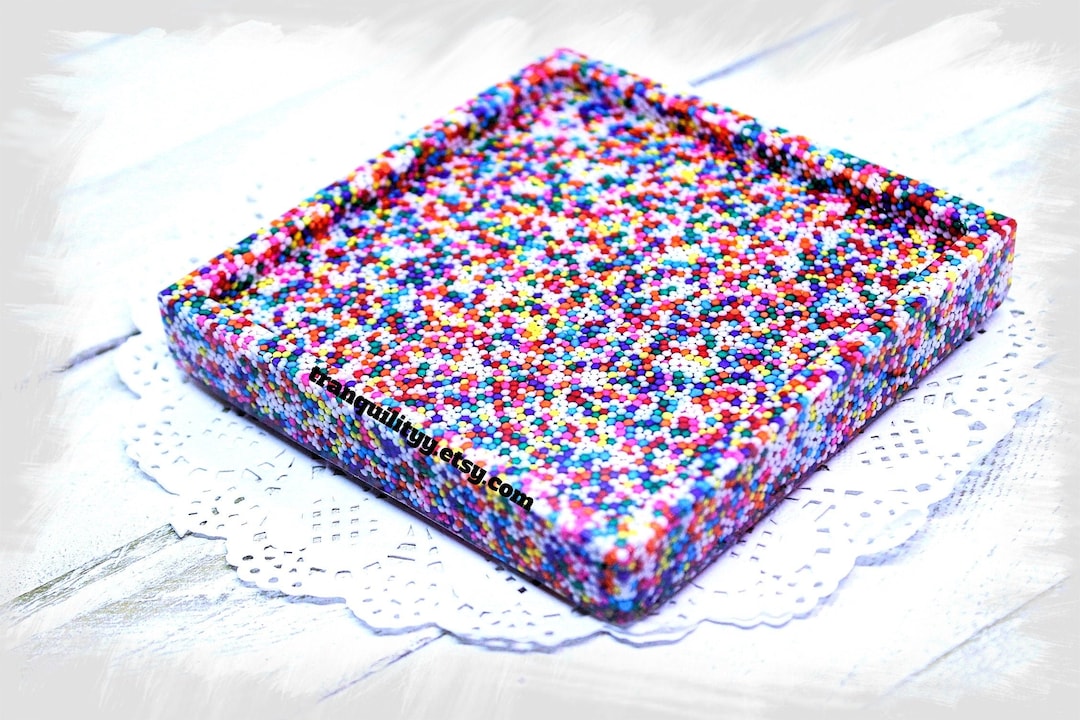 Sprinkle Coaster/real Candy Sprinkle Resin Square Coaster/ Drink ...