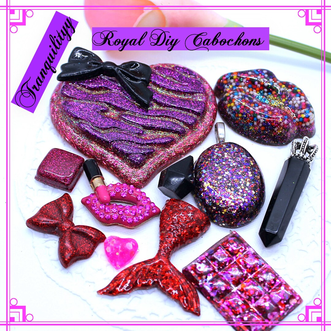 Royal Purple Resin Cabochons: DIY Craft Embellishments - Etsy