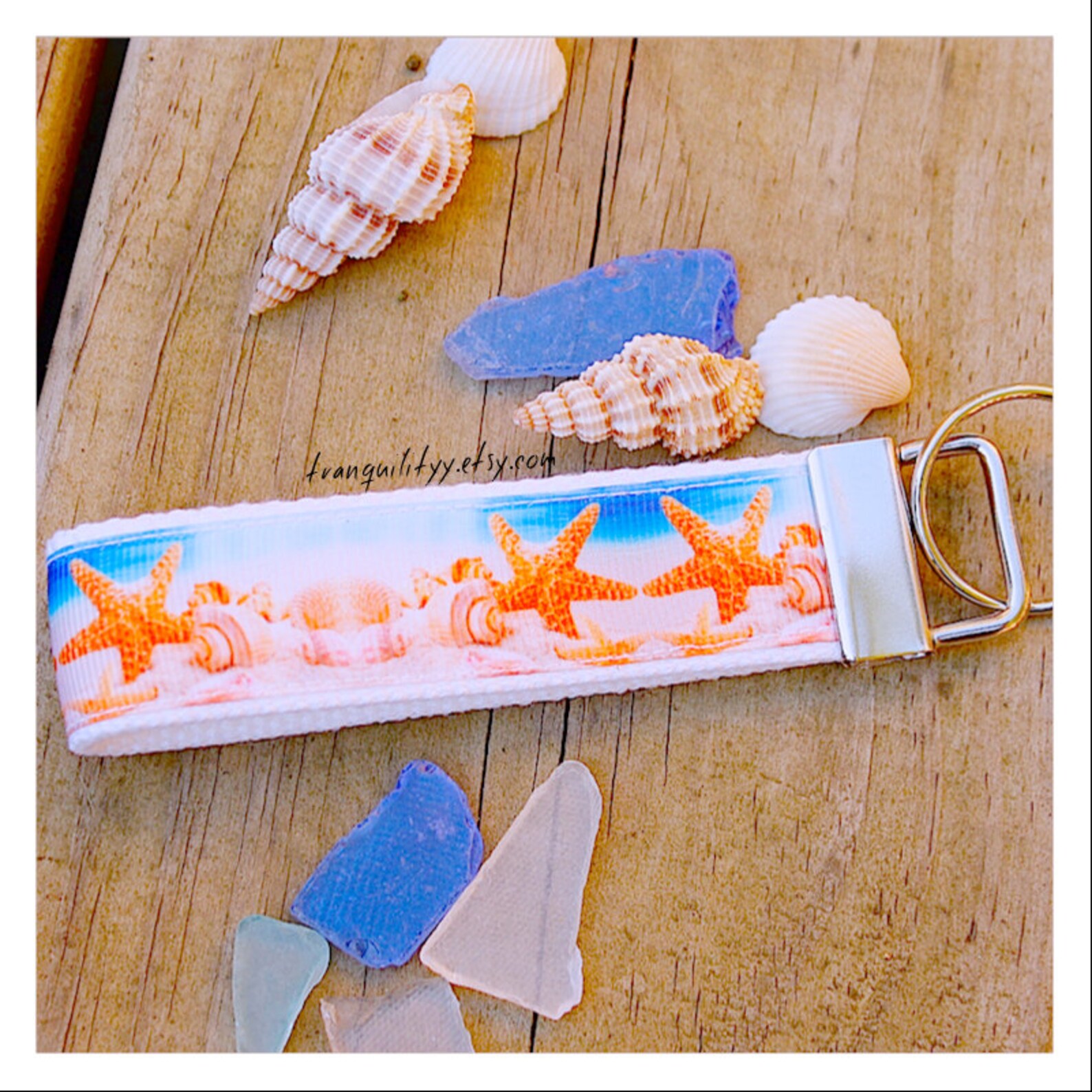 Starfish Key Fob/Beach Key Ring/ Nautical Key Chain | Etsy
