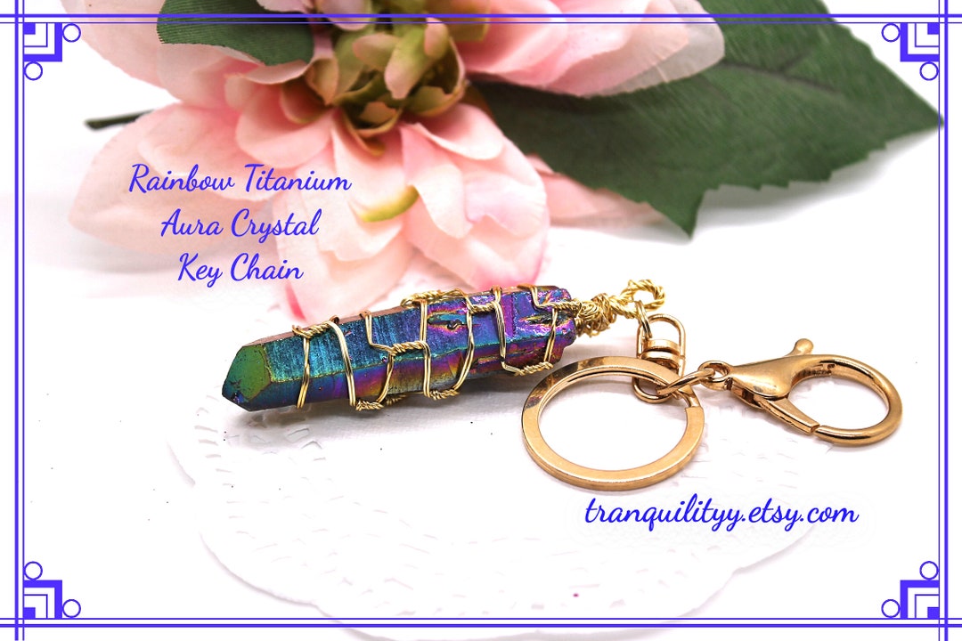 Crystal Key Ring /rainbow Titanium Aura Crystal Keyring/ Crystal Purse ...