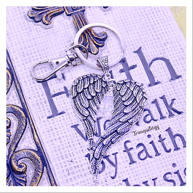Angel Wings Keyring Crystal Guardian Wings Key Chain Large | Etsy