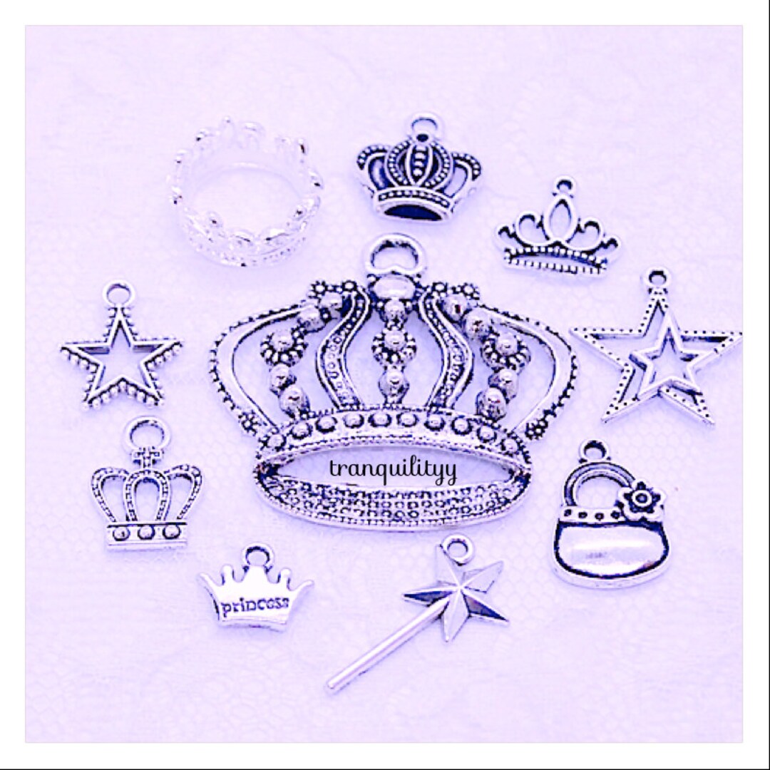 Crown Charms, Royal Crown Charm Collections, 10pc Alloy Crown Charms ...