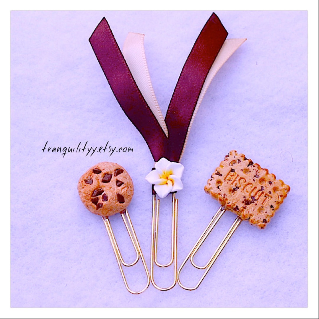 Cookie Ribbon Planner Clips: Gold Paper Clips, Book Accessories (set of ...
