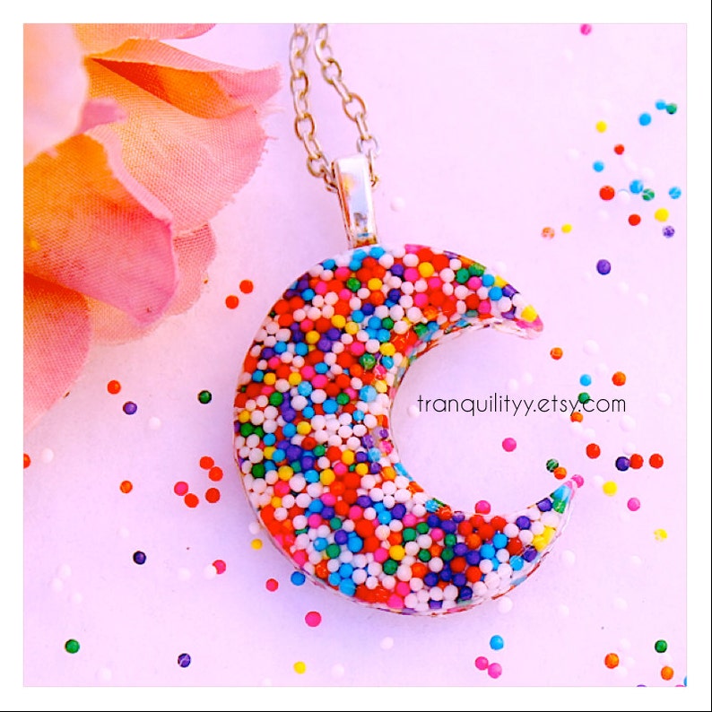 Moon Necklace Sprinkle Cresent Moon Necklace Sprinkle Chubby | Etsy