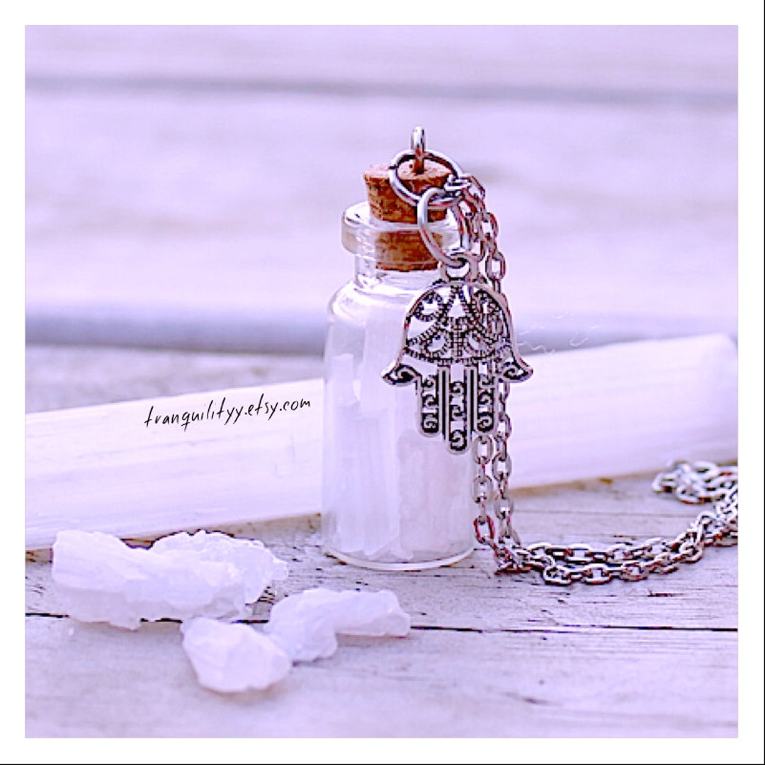 Selenite Crystal Necklace , Protection , Healing , Calming ,2ml Bottle ...