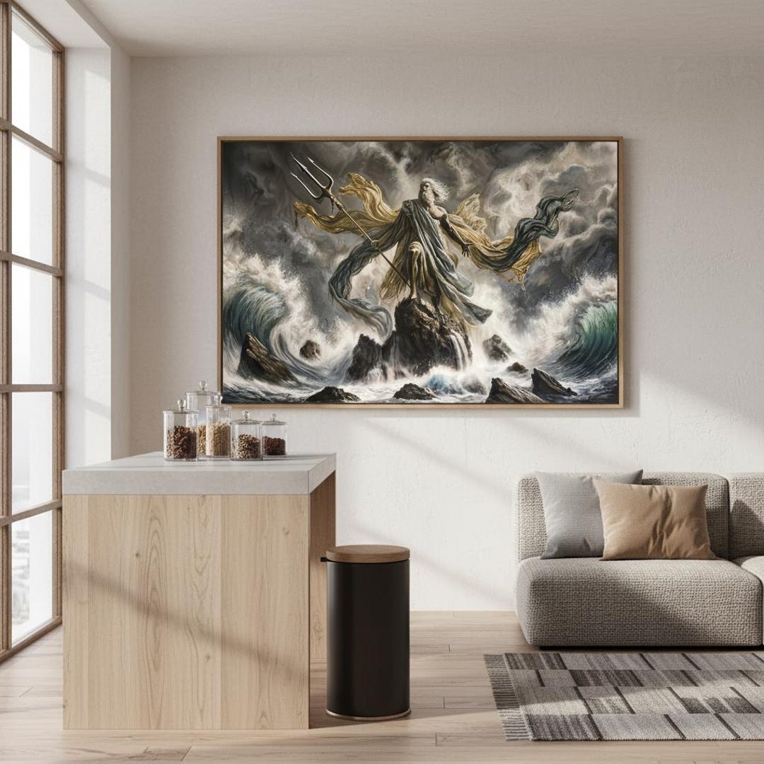 Poseidon Print, Mythological Greek God, Ocean Wave Art - Etsy