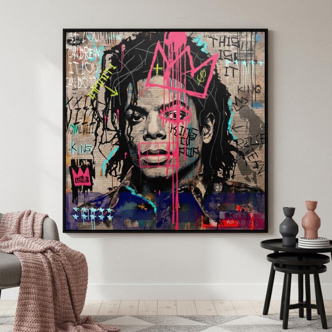 Michael Jackson Graffiti Art Print, Pink Crown, Urban Pop Portrait - Etsy
